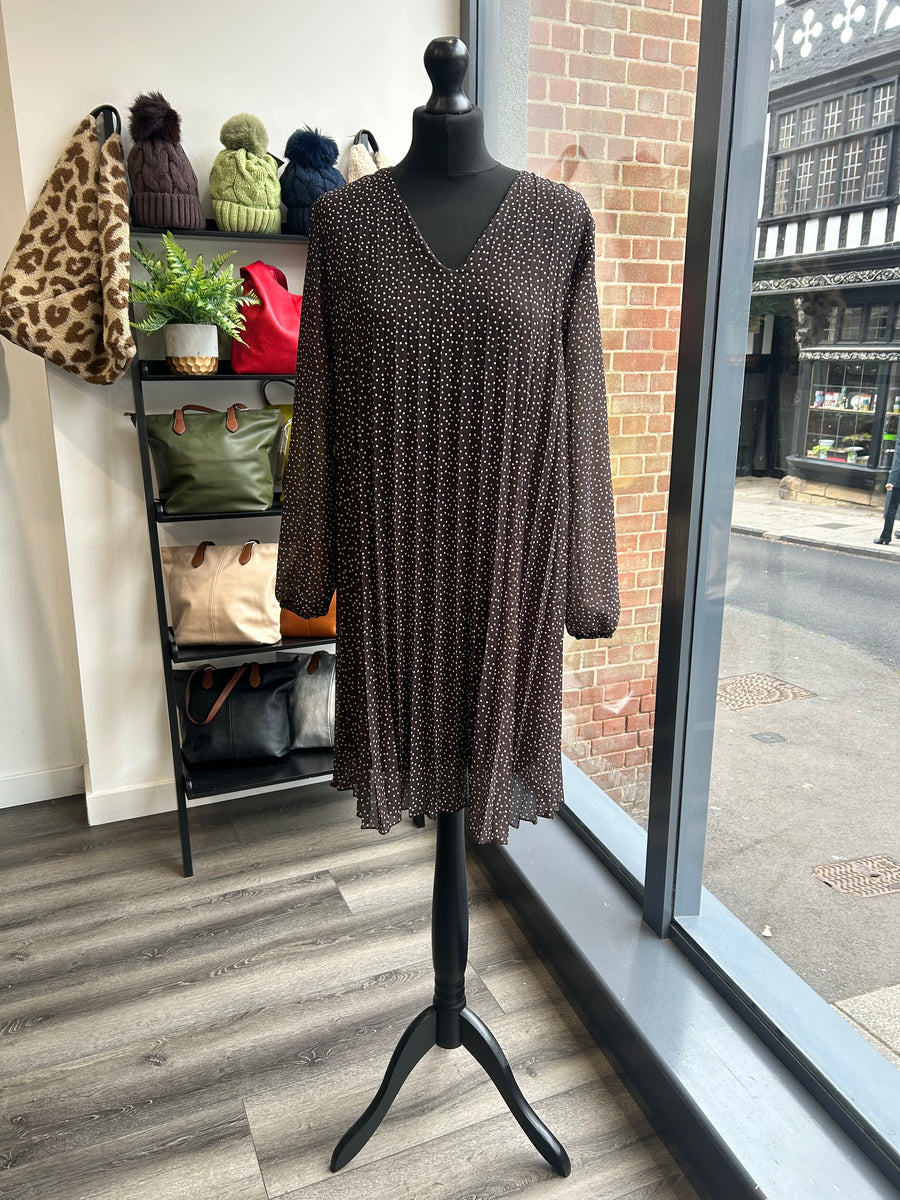 Pleated Polka Dot Dress - Chocolate – Ralph & Rupert